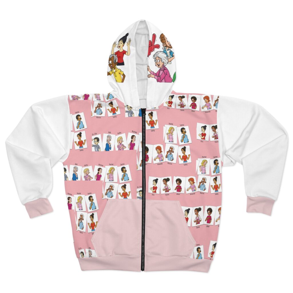 Two-Tone Character AOP Zip Hoodie - Sign With Me Inc.